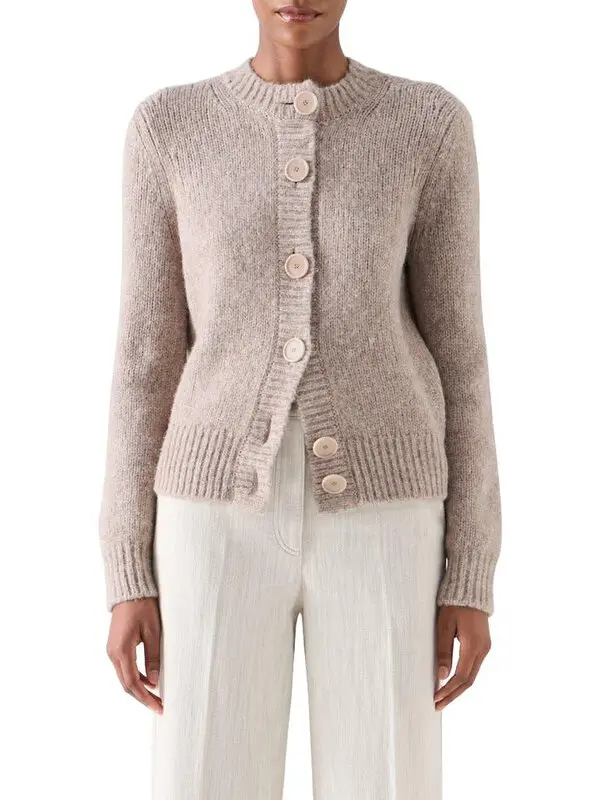 Akris Alpaca Blend Cardigan - Oat
