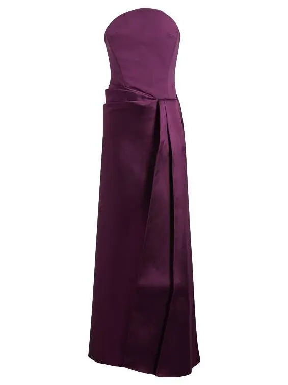 Solace London Seri Strapless A-line Gown - Damson