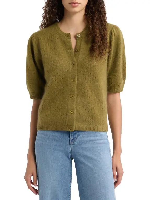 FRAME The Wool & Cashmere Airy Cardigan - Deep Olive