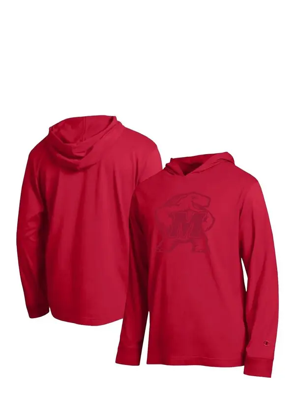 Champion Maryland Terrapins Tonal All-star Long Sleeve Hooded T-shirt - Red