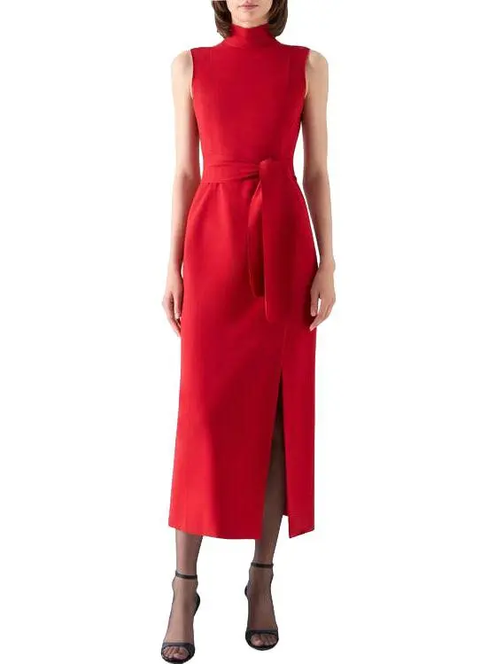 Akris Signature Jersey Mock Neck Midi Dress - Rusty Red