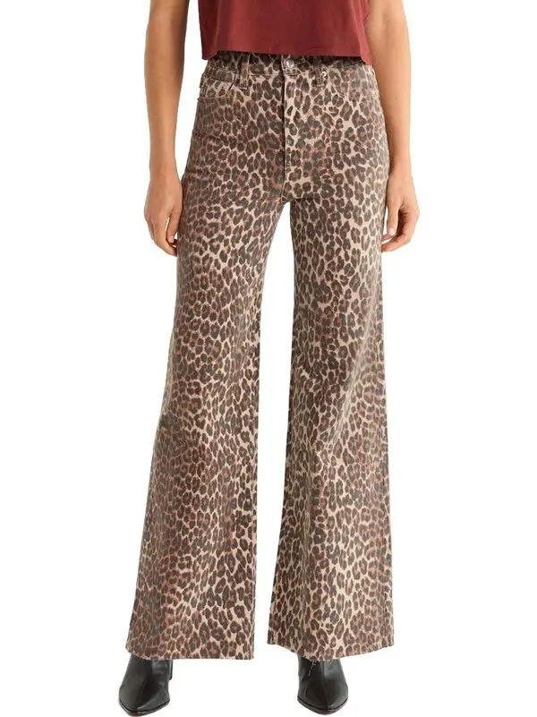 DAZE Far Out High Waist Wide Leg Jeans - Cool Cat