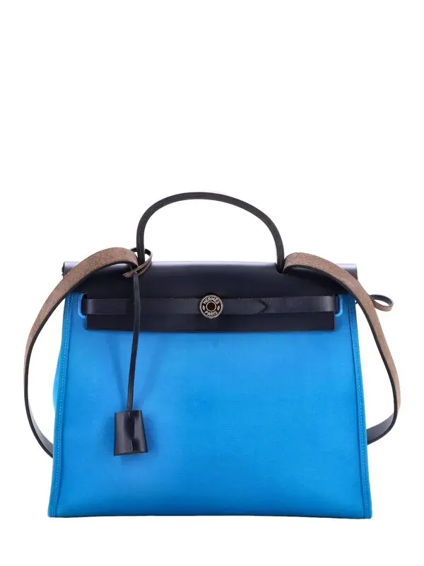 Hermès Herbag Zip Leather And Toile 31 - Blue