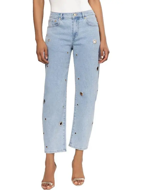 Generation Love Quincey Grommet Barrel Jeans - Light Blue