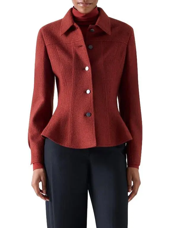Akris Flared Boiled Wool Jacket - Copper