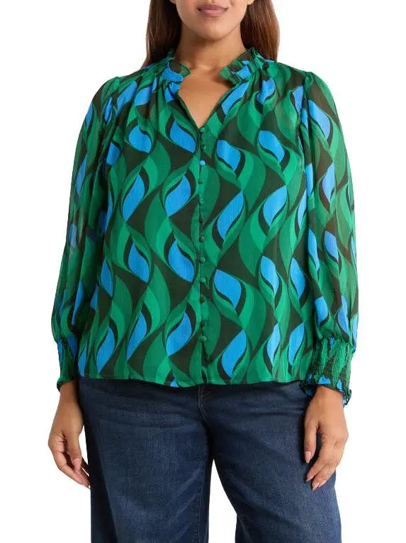 SUGARLIPS Tommie Long Sleeve Top - Emerald-blue