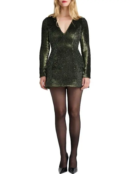 Bardot Eida Long Sleeve Hourglass Minidress - Khaki