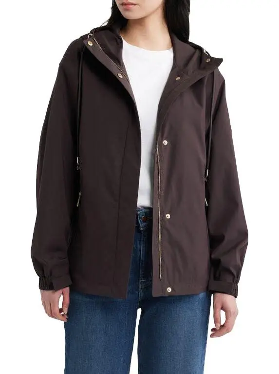 Michael Kors Water Resistant Hooded Jacket - Chocolate