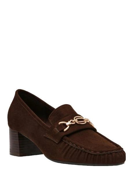 Anne Klein Akkarin Faux Leather Loafer Pump - Brown Microsuede