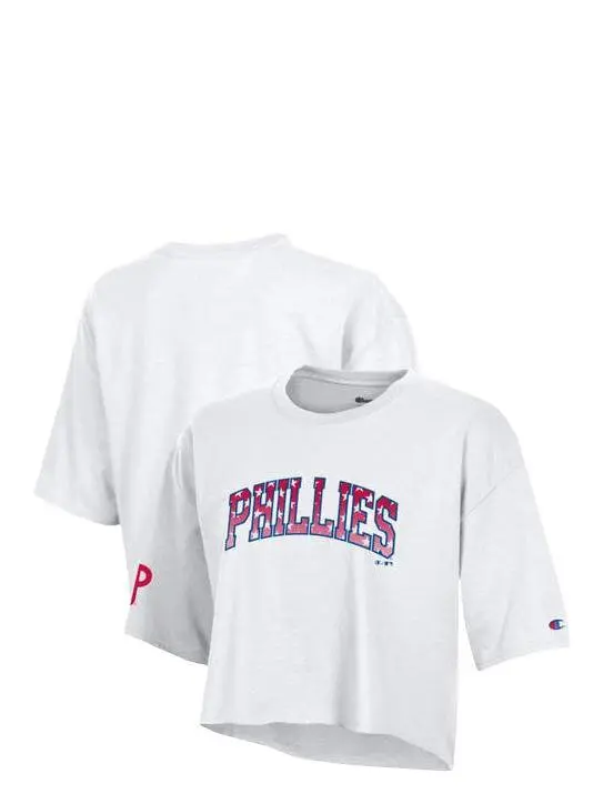 Champion Philadelphia Phillies Boyfriend Cropped Americana T-shirt - White