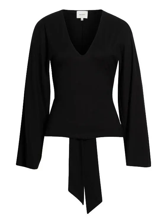 REFORMATION Hadley Tie Waist Knit Top - Black