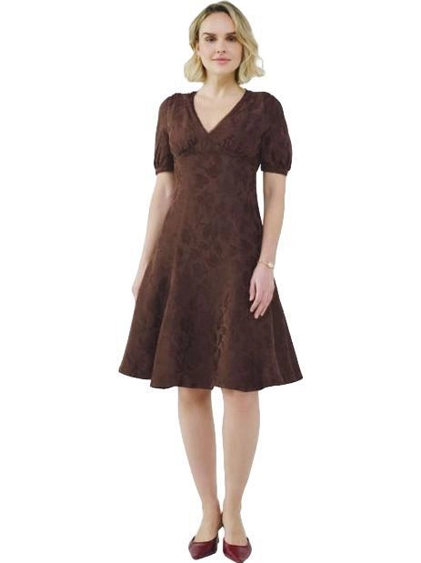 A.SHIMUS Floral Jacquard Midi Dress - Brown