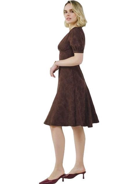 A.SHIMUS Floral Jacquard Midi Dress - Brown
