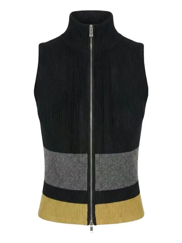 TOCCIN Jayla Zip-front Sleeveless Cardigan - Black