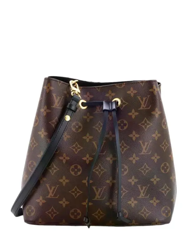LOUIS VUITTON Monogram Canvas Leather Mm Bucket Bag - Brown