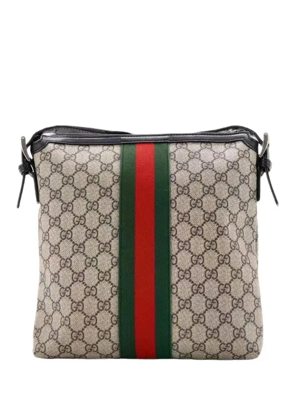Gucci Web Messenger Bag Gg Coated Canvas Medium Cross Body Bag - Black