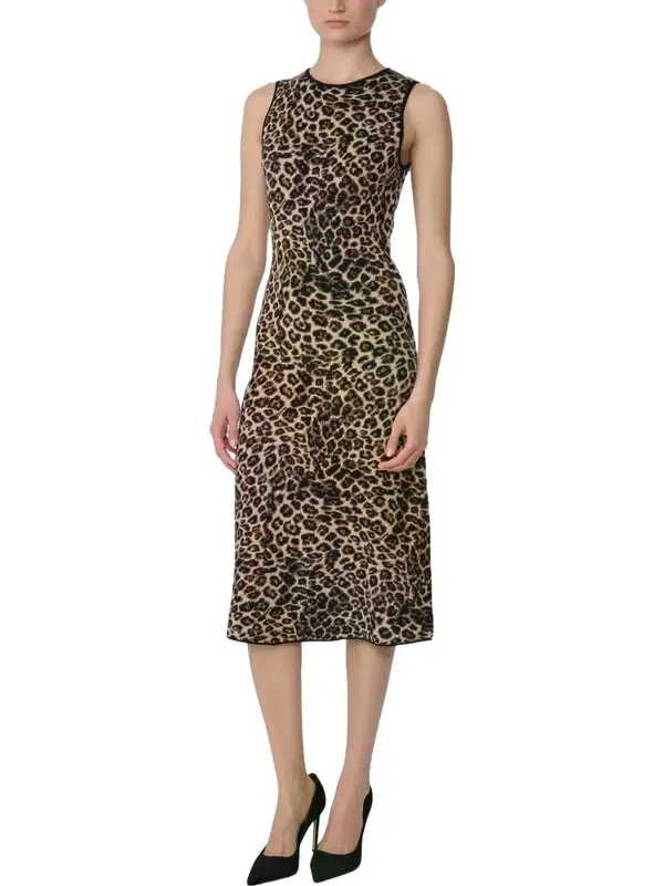 TOCCIN Alessia Leopard-print A-line Midi Dress - Brown