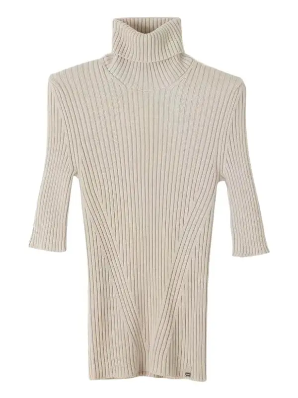 Herno Ribbed-knit Short-sleeve Sweater - Neutrals