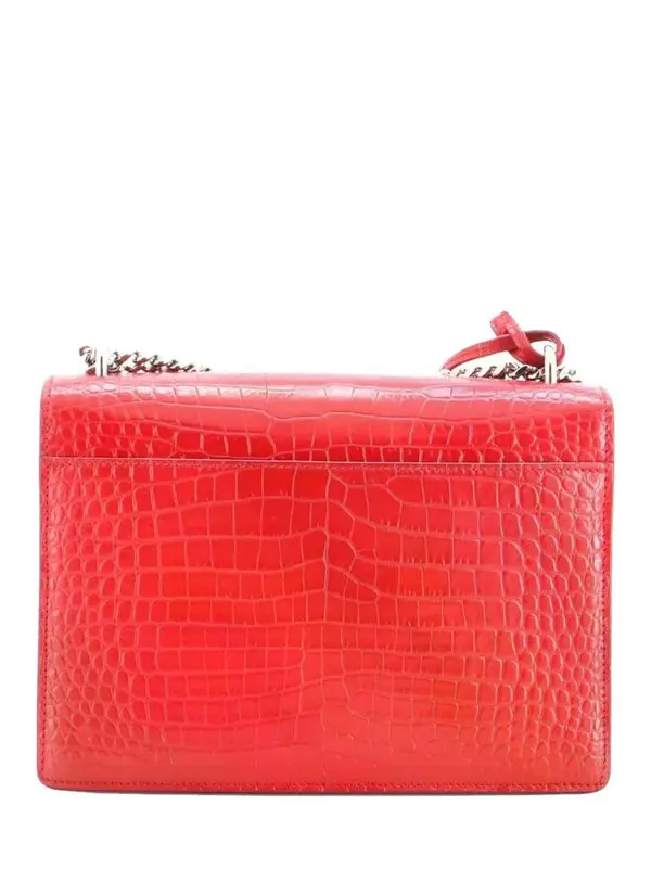 Saint Laurent Crocodile Embossed Leather Medium Crossbody Bag - Red