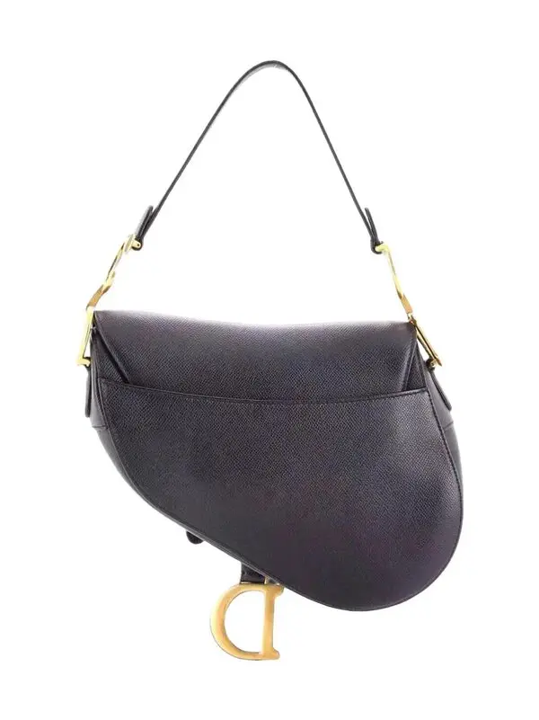 Dior Saddle Handbag Leather Medium Shoulder Bag - Black