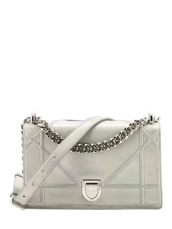 Dior Diorama Flap Bag Studded Leather Small Shoulder Bag - Grey