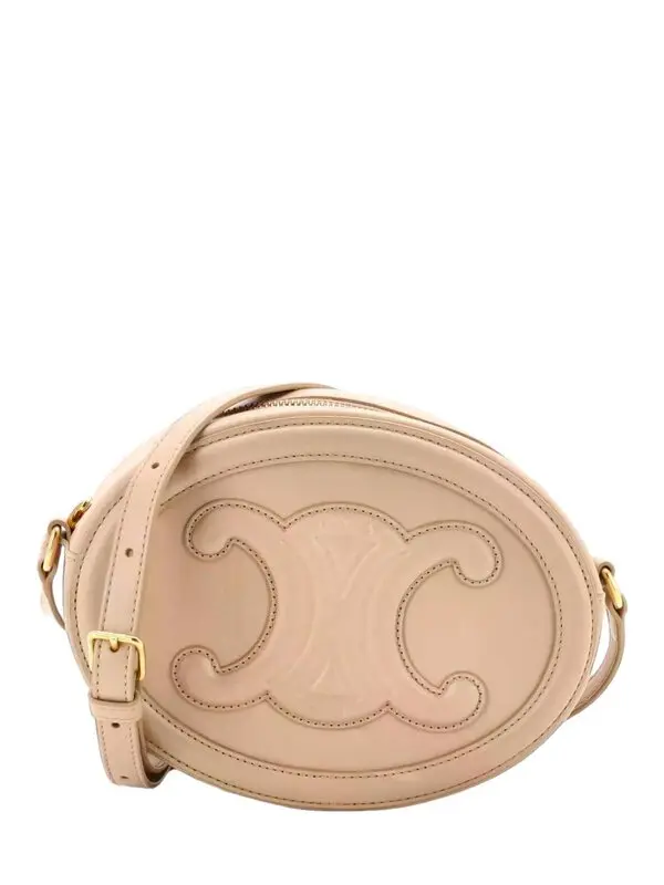 Celine Triomphe Oval Leather Crossbody Bag - Neutrals