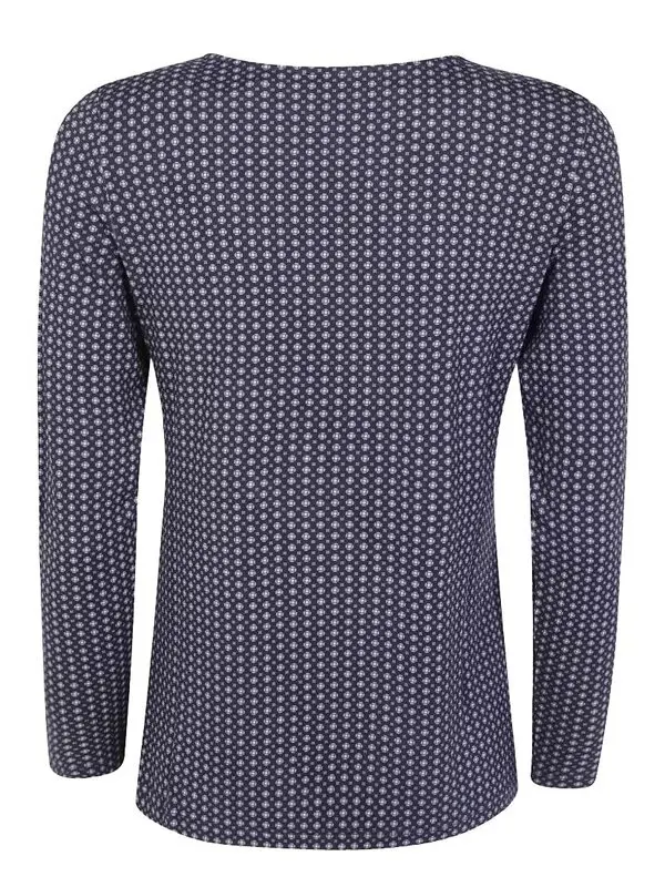 WHYCI Geometric-print Long-sleeve T-shirt - Blue