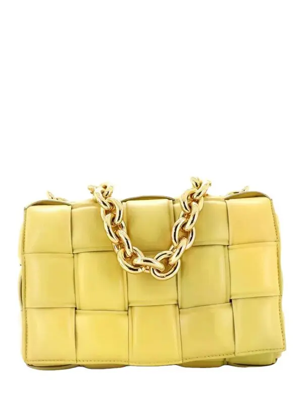 Bottega Veneta Cassette Chain Padded Maxi Intrecciato Leather Crossbody Bag - Yellow