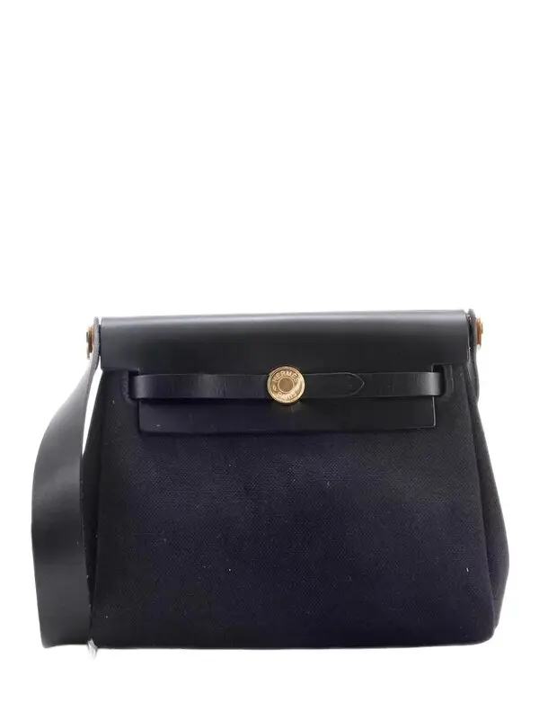 Hermès Herbag Zip Toile And Leather 20 Shoulder Bag - Black