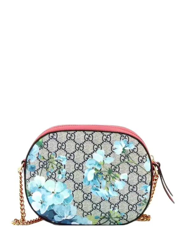Gucci Chain Blooms Print Gg Coated Canvas Mini Cross Body Bag - Blue