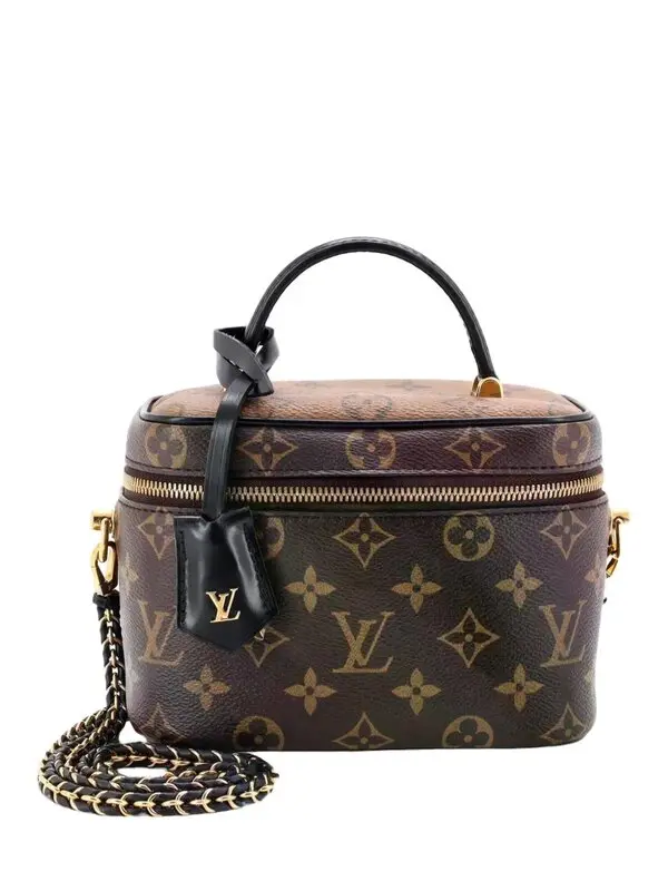 LOUIS VUITTON Reverse Monogram Canvas Pm Satchel - Black