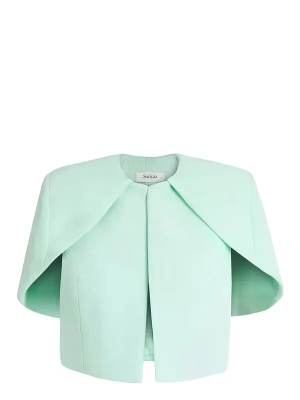Safiyaa Micah Cape-style Cropped Jacket - Green