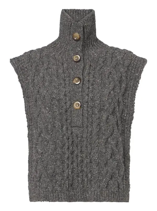 Isabel Marant Étoile Cable Knit Wool-blend Sweater Vest - Grey