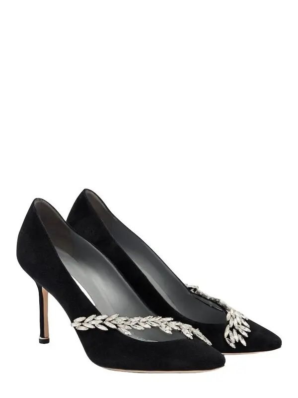 Balenciaga X Manolo Blahnik Embellished Suede Pumps - Black