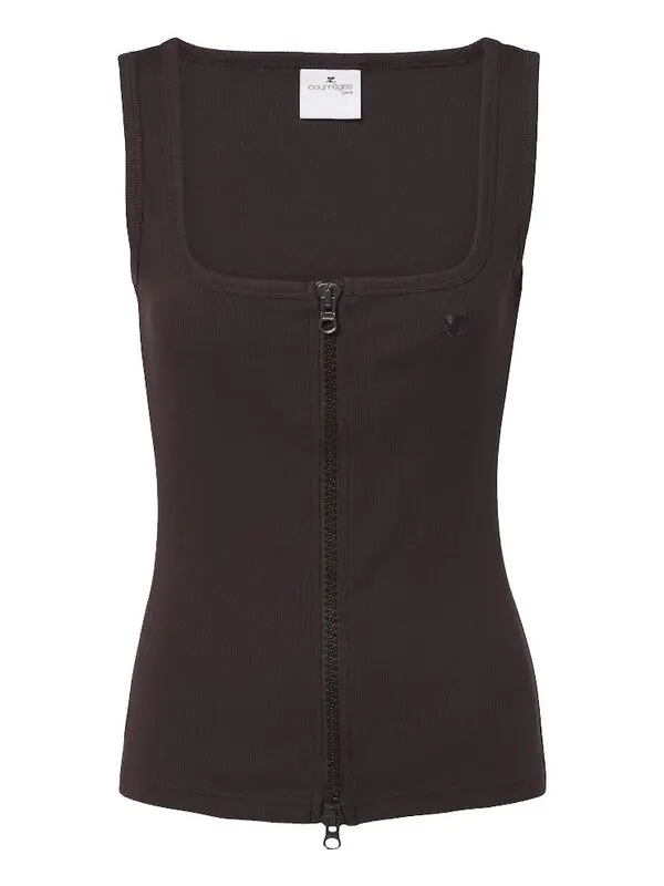 COURREGES Courrèges Zip-up Cotton Tank - Brown