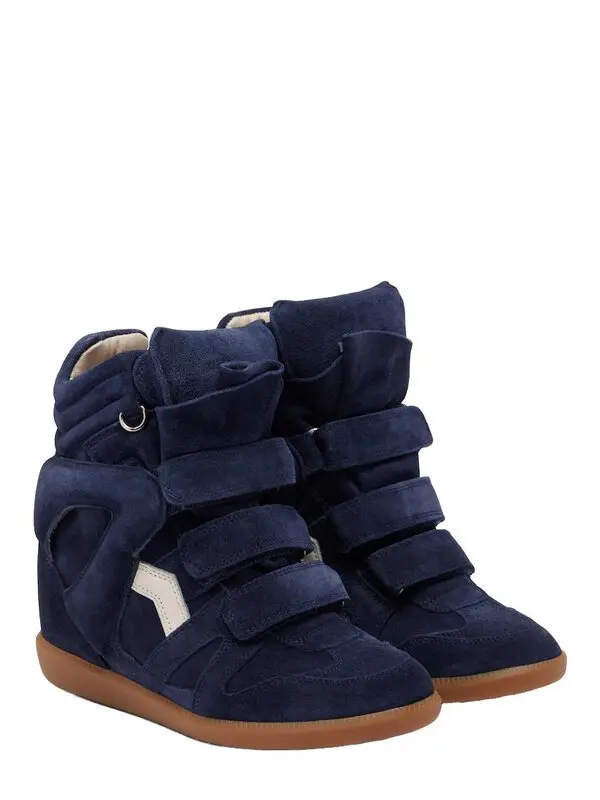 Isabel Marant Étoile Beckett Leather And Suede Wedge Sneakers - Blue