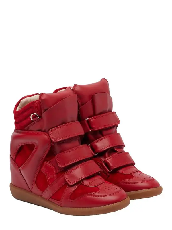Isabel Marant Étoile Beckett Leather And Suede Wedge Sneakers - Red