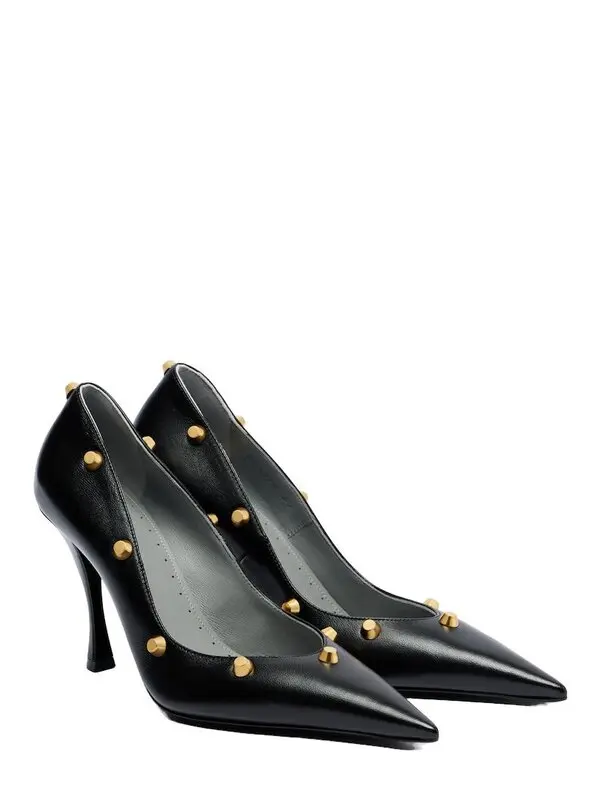 Balenciaga Midnight City Studded Leather Pumps - Black
