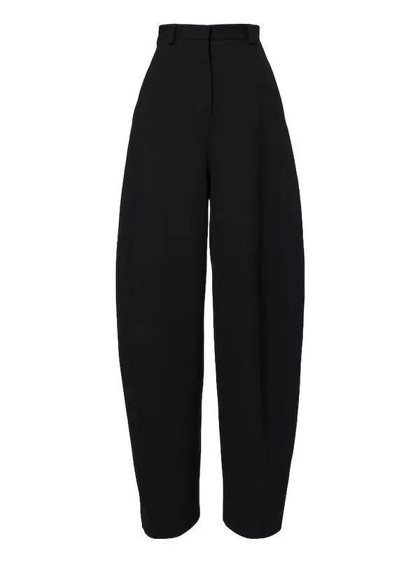 Balenciaga Wool Barrel-leg Pants - Black