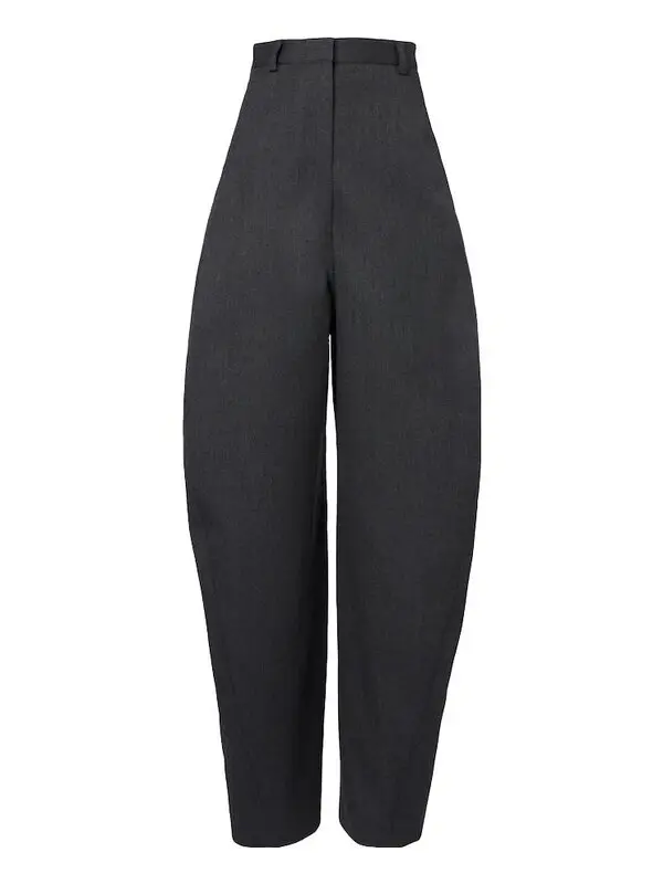 Balenciaga Wool Barrel-leg Pants - Grey