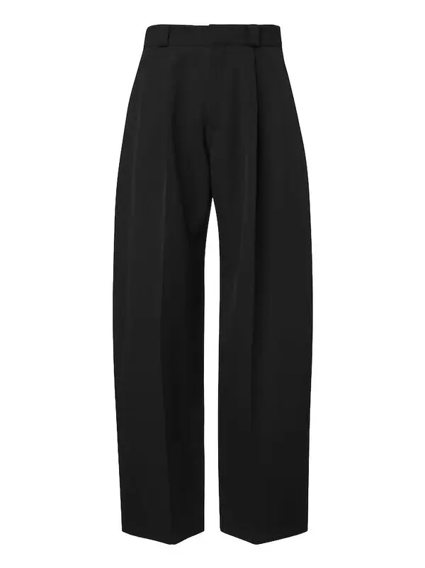 Balenciaga Wool Twill Barrel-leg Pants - Black