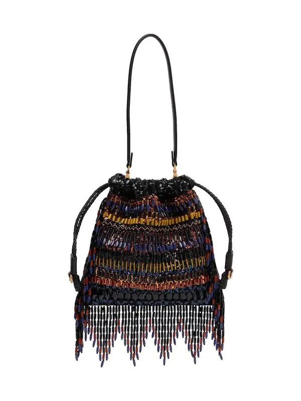 Etro Kalispera Small Beaded Fringed Shoulder Bag - Multicoloured