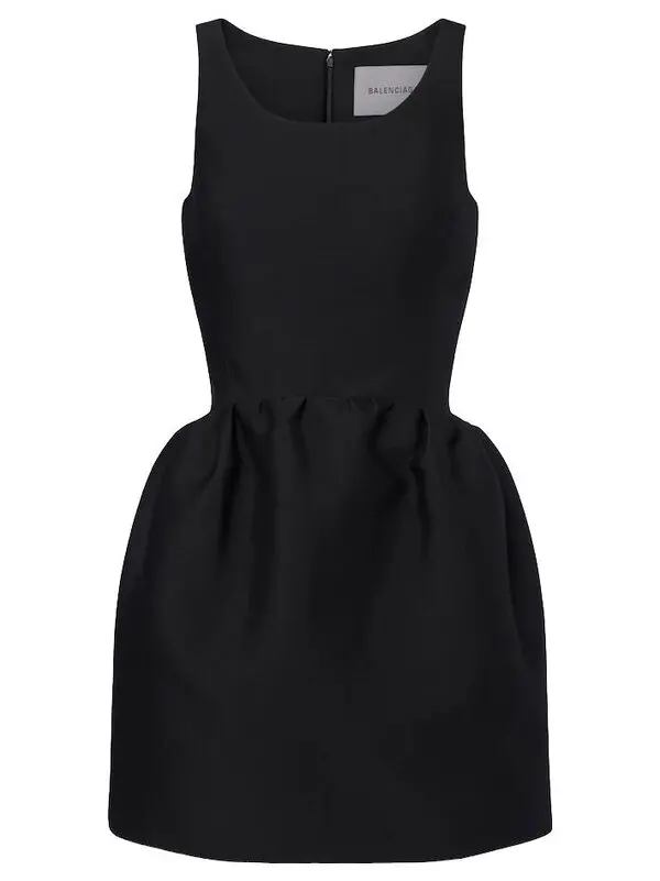 Balenciaga Wool And Silk-blend Minidress - Black