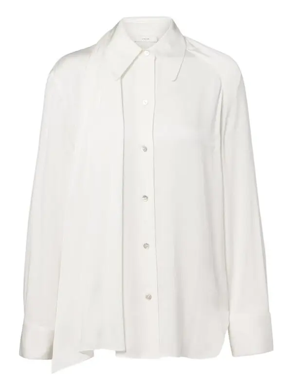 Vince Draped Silk-blend Satin Blouse - White