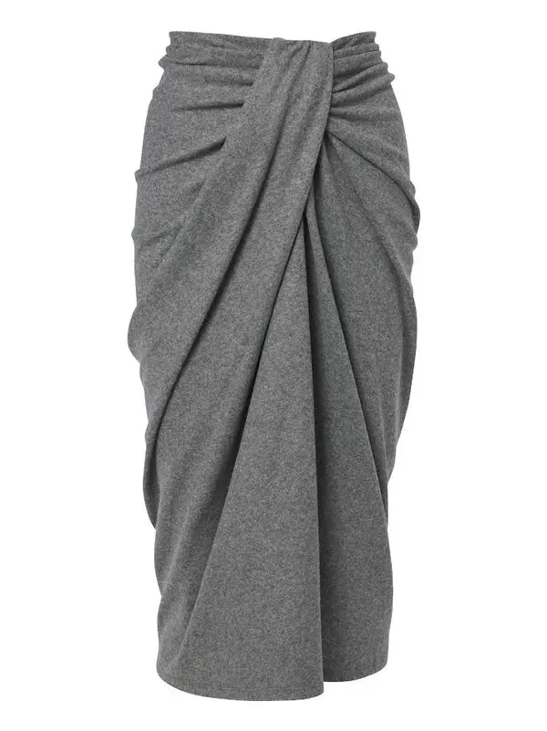 MARANT ETOILE Jeldia Draped Flannel Midi Skirt - Grey