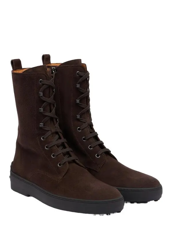 TOD'S Gommino Suede Mid-calf Boots - Brown