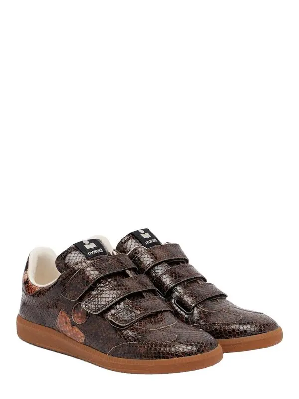 Isabel Marant Étoile Beth Snake-effect Leather Sneakers - Brown