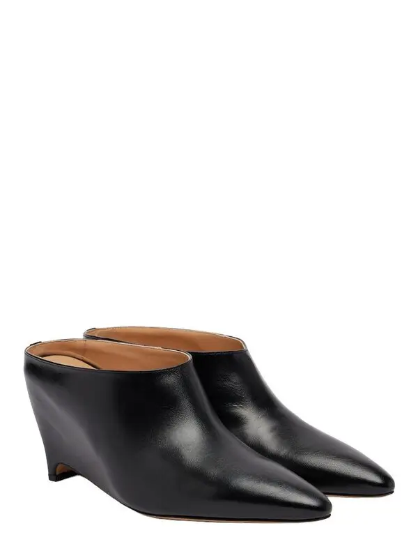 MAISON MARGIELA Leather Wedge Mules - Black