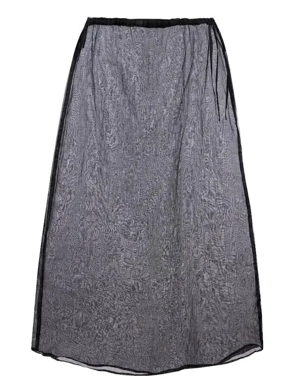 Prada Cotton Organdy Midi Skirt - Black