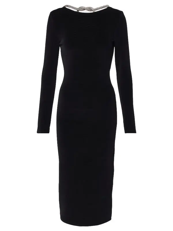 Balmain Embellished Cotton-blend Midi Dress - Black